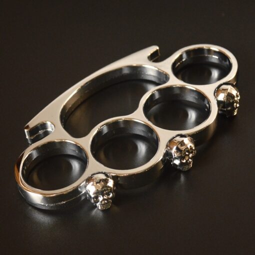 Skull Knuckle Duster Four Finger Self-Defense Gear Hand Ring Punch Set ...